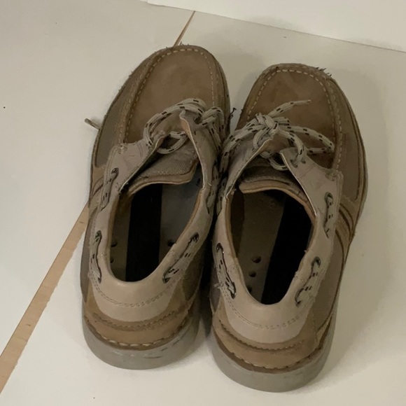 Clarks | Shoes | Clarks Mens Waterloo Boat Shoes Beige Leather Moc Toe ...